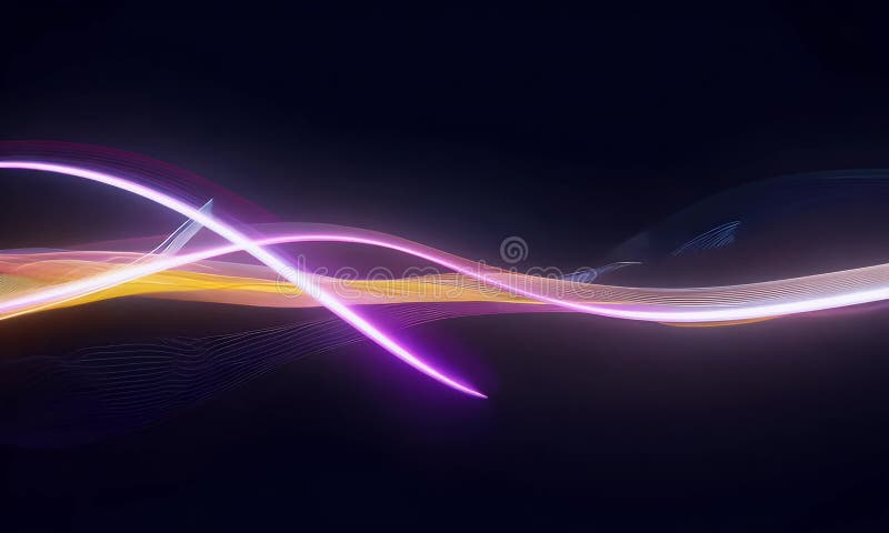 Smooth, Wavy Light Trails Gliding Effortlessly Across a Dark Background ...