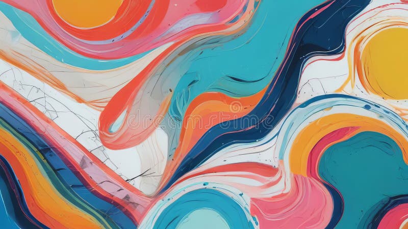 Smooth, Wavy Lines in Bright Colors with Abstract Shapes and Dynamic ...