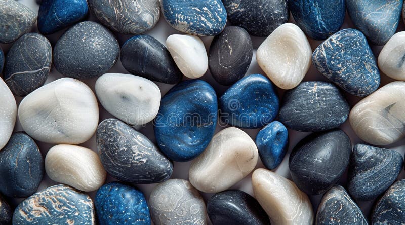Smooth White and Blue Stones Arranged on a Flat Surface Stock Photo ...