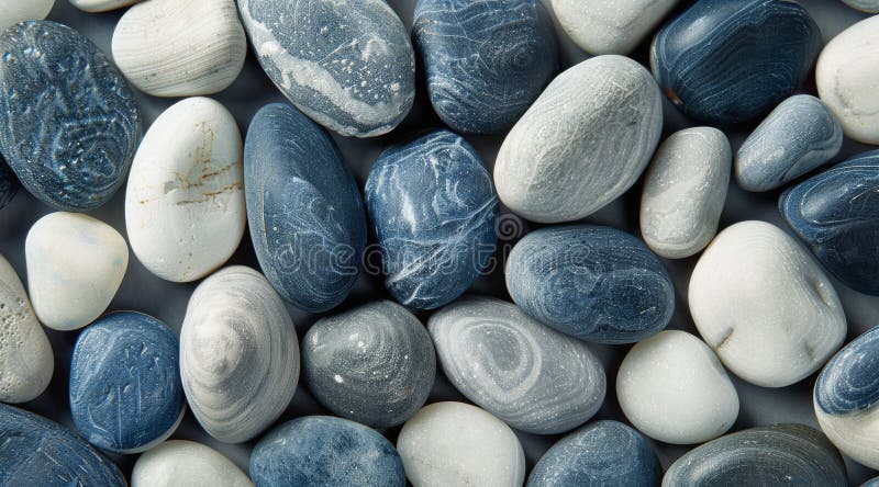 Smooth White and Blue Stones Arranged on a Flat Surface Stock Image ...