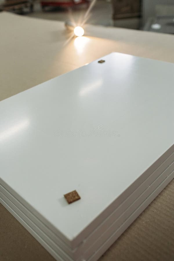 Smooth White Cabinet Doors Ready for Assembly in a Furniture Factory ...