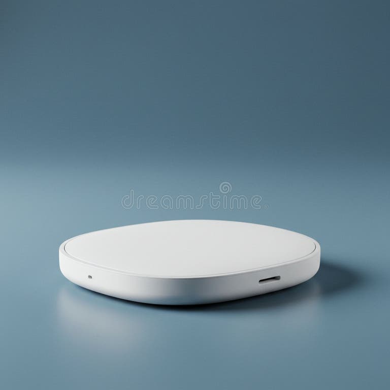 Smooth, White, Circular Device on a Blue Surface, Featuring a Sleek ...