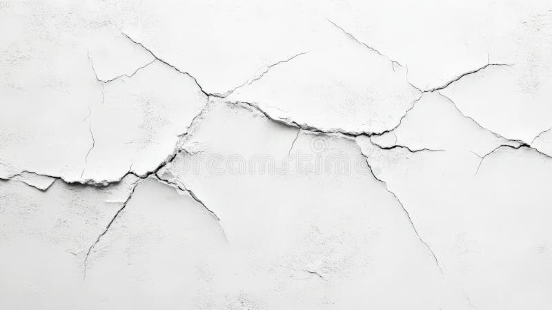 A Smooth, White Concrete Wall with Fine Lines and Cracks Spreading ...