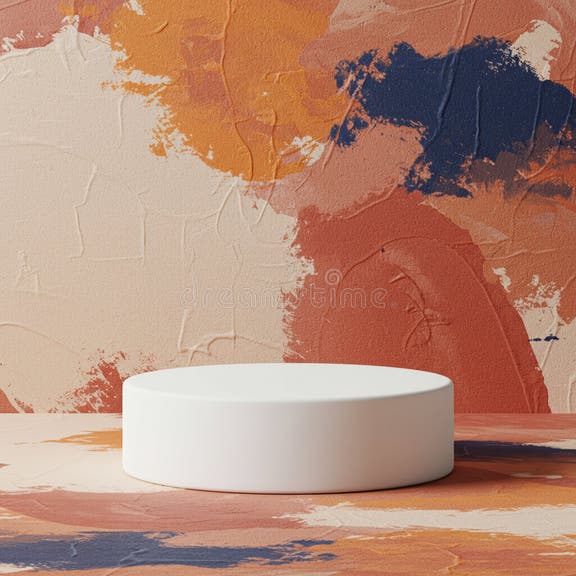 A Smooth, White Cylindrical Platform Rests on a Textured Surface ...