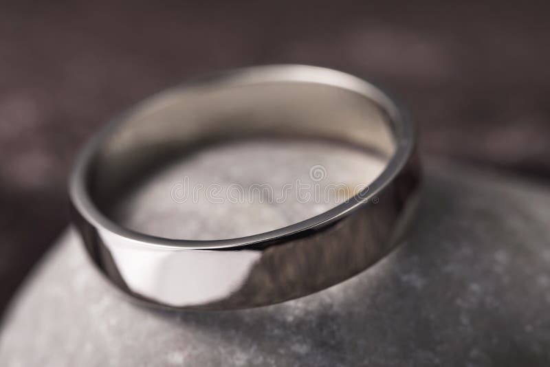 Smooth White Gold Engagement Ring on the Stones Stock Photo - Image of ...