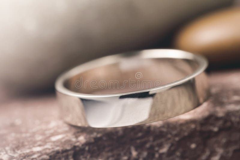 Smooth White Gold Ring on Stones Stock Image - Image of gold ...