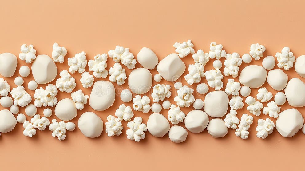 Smooth White Objects and Popcorn Kernels Arranged on Soft Orange ...