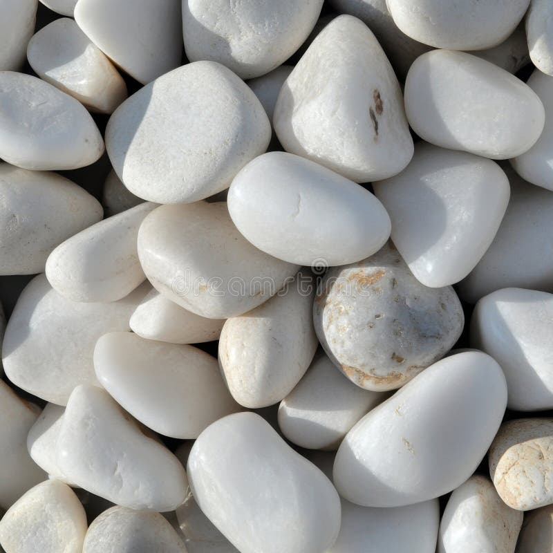 Smooth White Pebbles on Sunlit Surface for Natural Texture and Design ...