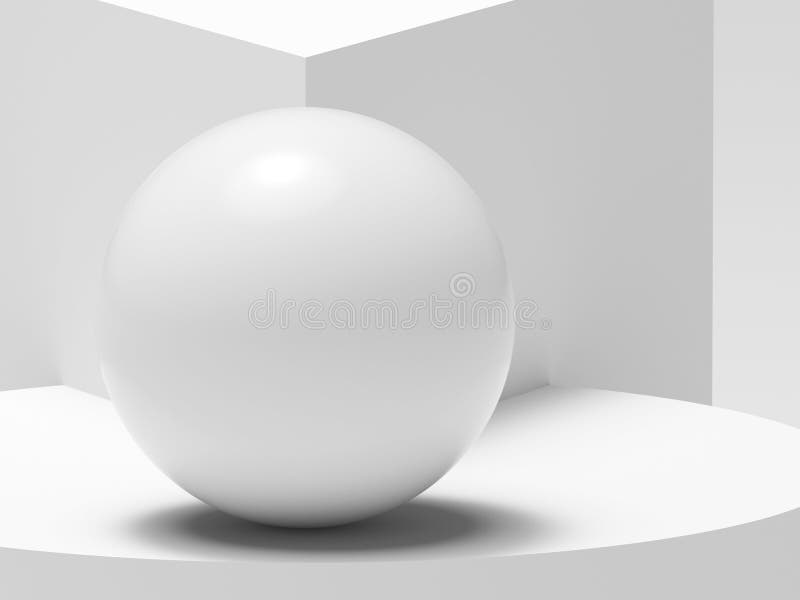 A Smooth White Sphere is in a Bright, Minimalistic Geometric ...