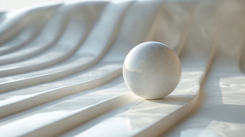White Sphere Rolling on Smooth Layered Surface, Abstract Geometric ...