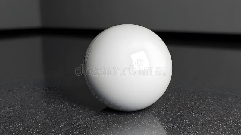 Smooth White Sphere on a Reflective Surface Stock Illustration ...