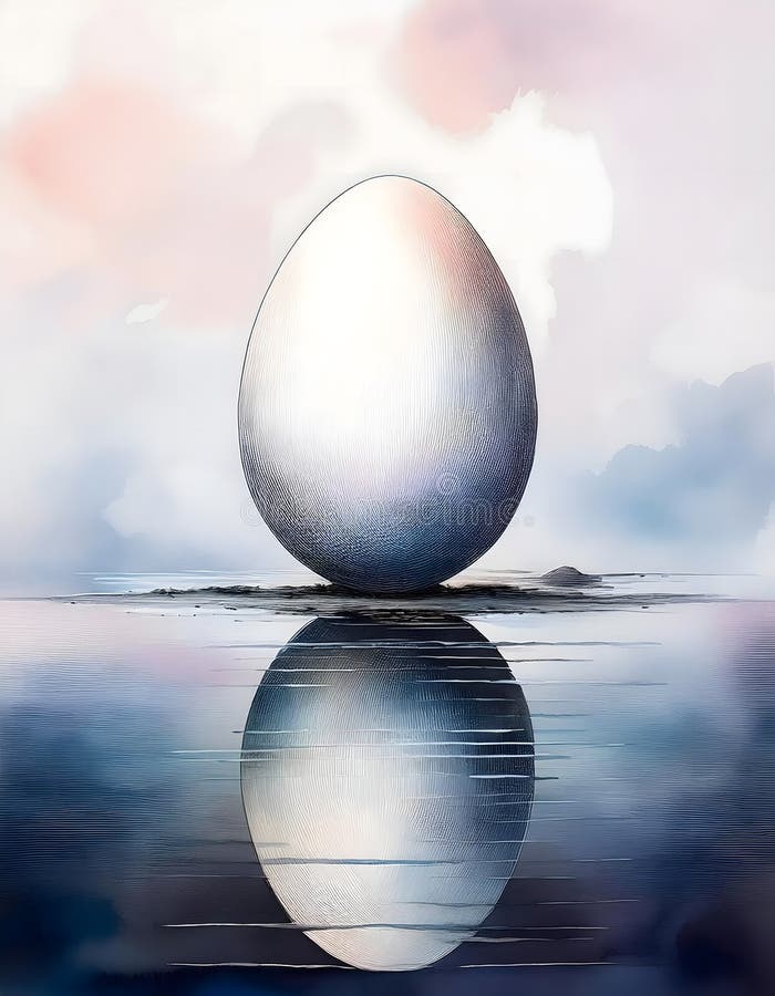 A Smooth White Sphere Resting on a Reflective Surface with a Soft ...