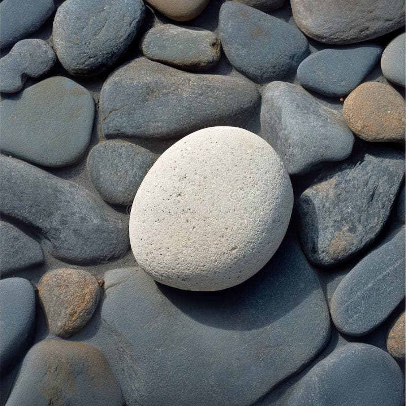 Smooth White Stone on Dark Pebble Background Stock Illustration ...