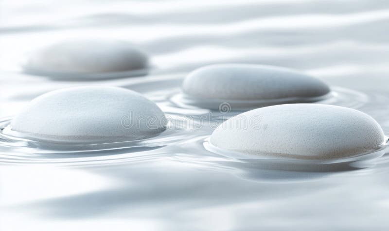Smooth White Stones Floating Tranquil Water Surface Gentle Ripples ...