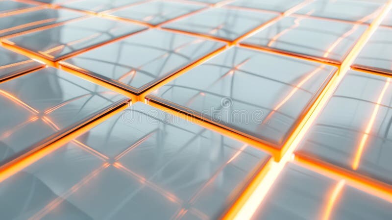 Smooth White Surface with Glowing Orange Grid Lines: Clean and Techy ...