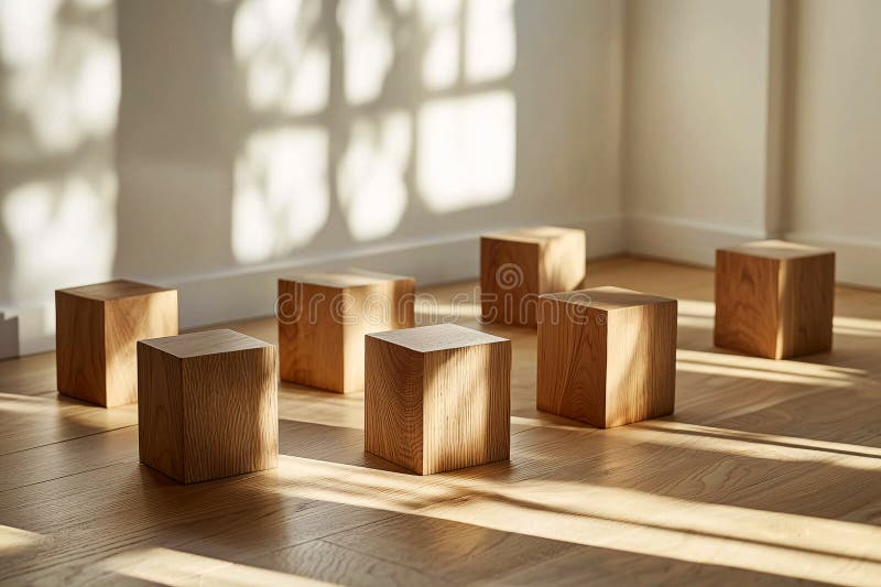 Smooth Wooden Blocks, Soft Light and Shadows Form a Balanced ...