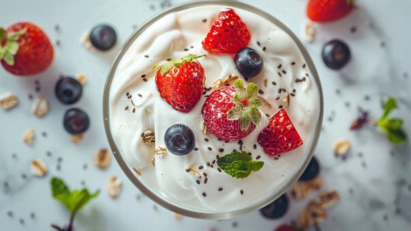 Smooth Yogurt with Probiotics in a White Creamy Background, Fresh and ...