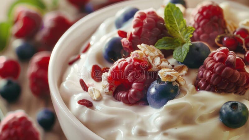 Smooth Yogurt with Probiotics in a White Creamy Background, Fresh and ...