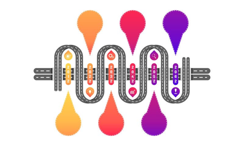 Smooth Zig Zag Way Cross Tunnel Roadmap Timeline Elements with ...