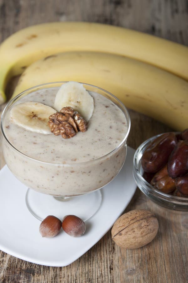 Smoothie With A Banana With Dates And Nuts Stock Image Image Of