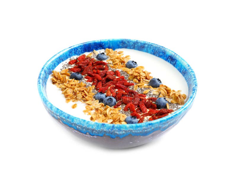 Smoothie Bowl with Goji Berries on Background Stock Photo - Image of ...