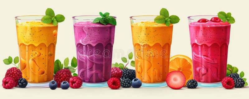 Smoothie Flat Design Side View Garden Brunch Animation Complementary ...