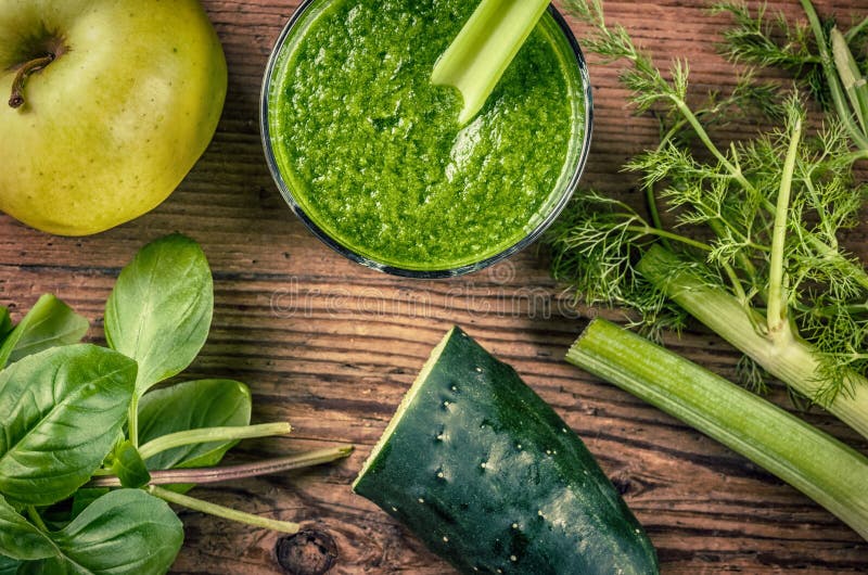 Green Smoothie with Fresh Ingredients Stock Photo - Image of ...