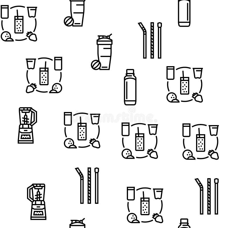 Smoothie Fruit Juice Food Shake Vector Seamless Pattern Stock Vector ...