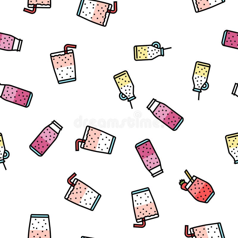 Smoothie Fruit Juice Food Shake Vector Seamless Pattern Stock Vector ...