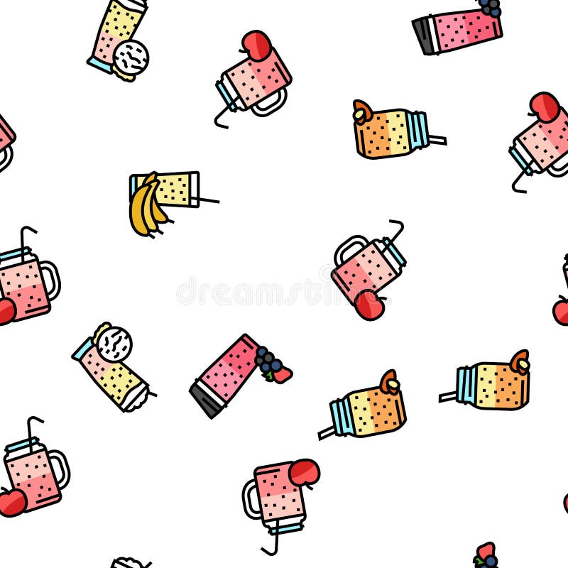 Smoothie Fruit Juice Food Shake Vector Seamless Pattern Stock Vector ...