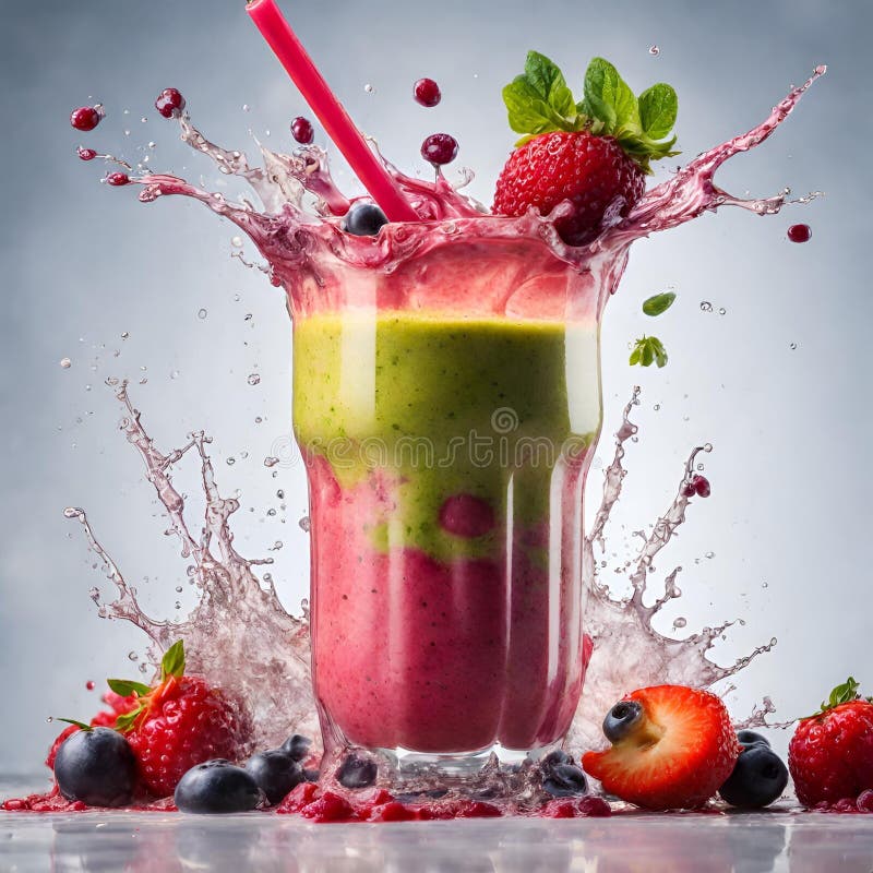 A Nutritious and Colorful Smoothie. Capture a Splashy Smoothie! Stock ...