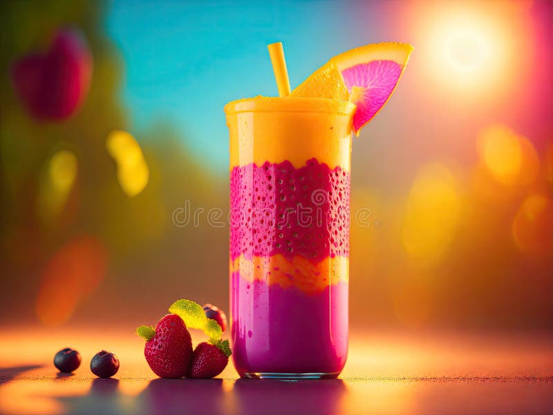 Smoothie Isolated Bright Image Colorful Bokeh Background. Ai Generative ...