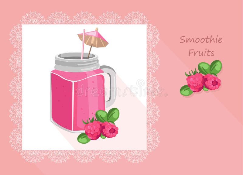 Smoothie Raspberry Cocktail Vector Card or Menu Page Vintage Style ...
