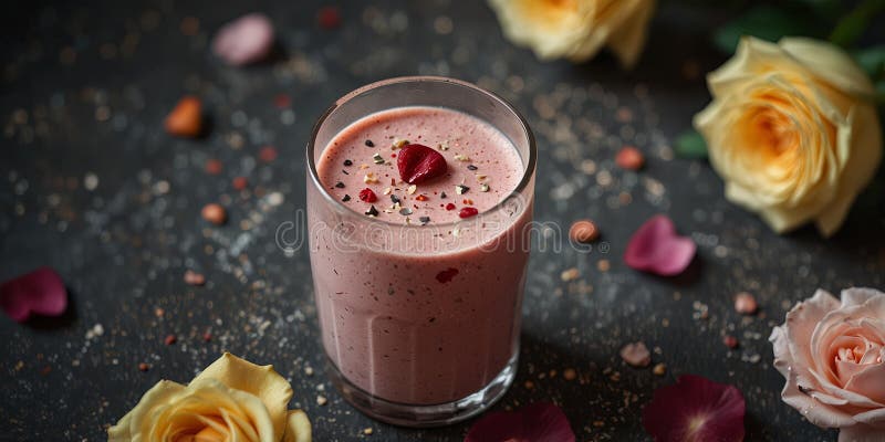 Smoothie with Rose Petals and Scattered Roses. Stock Photo - Image of ...