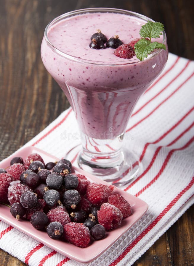 Smoothies of Frozen Raspberry and Black Currant. Stock Image - Image of ...