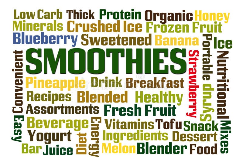 Smoothies Word Along with an Abstract Glass Full of Orange Juice Stock ...