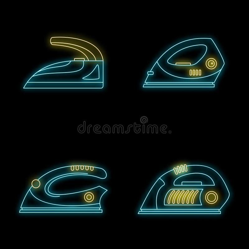 Smoothing Iron Drag Icons Set Vector Neon Stock Vector - Illustration ... Smoothing Iron Drag Icons Set Vector Neon Stock Vector - Illustration ...