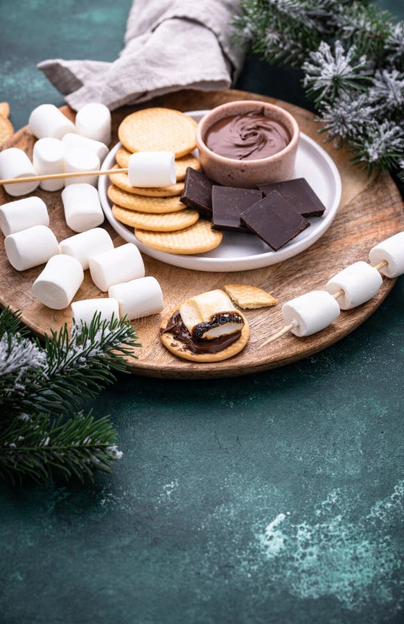 Smores with Marshmallow, Chocolate and Crackers Stock Image - Image of ...