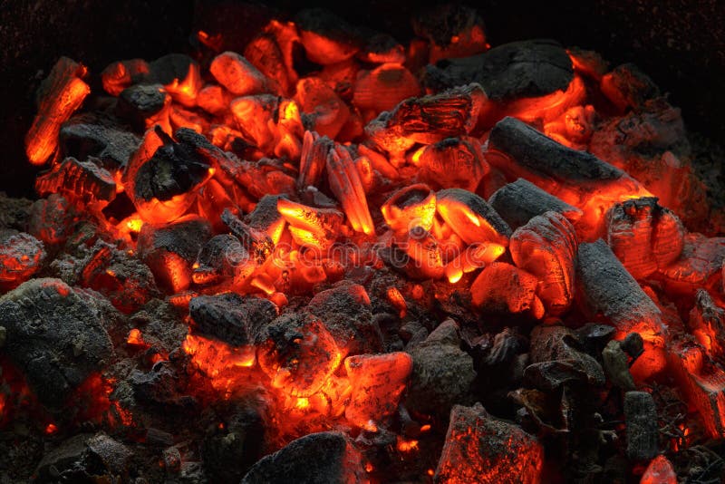 Actively Smoldering Embers of Fire Coal Barbeque Stock Image - Image of ...