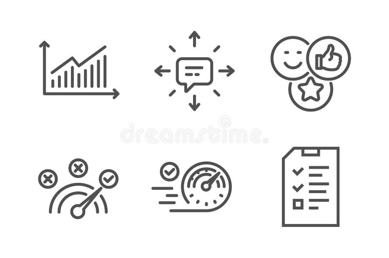 Sms, Correct Answer and Graph Icons Set. Like, Speedometer and ...