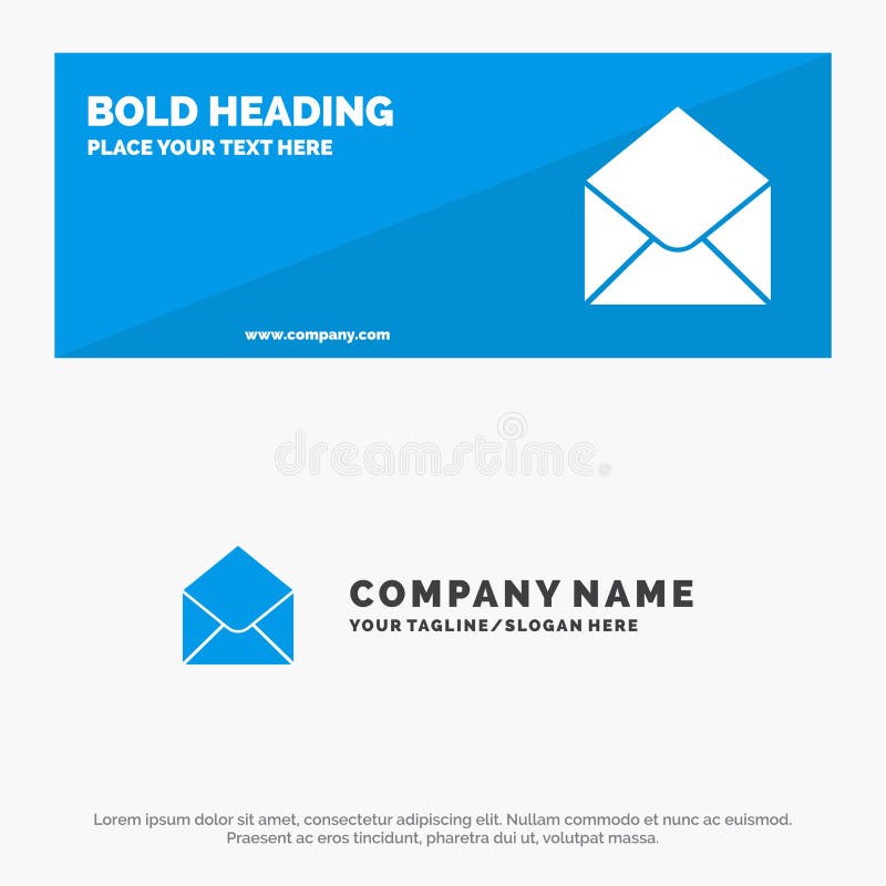 Email, Mail, Message, Text Line and Glyph Solid Icon Blue Banner Line ...