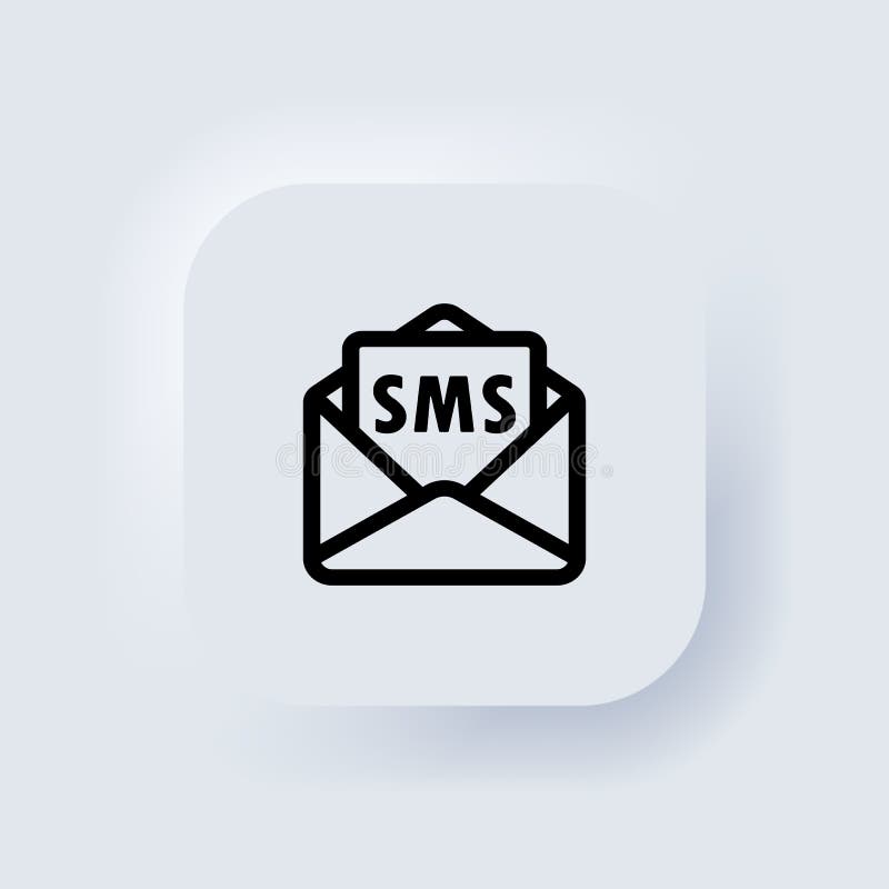 SMS Icon. Dialog, Chat, New Message. Open Envelope. Neumorphic UI UX ...