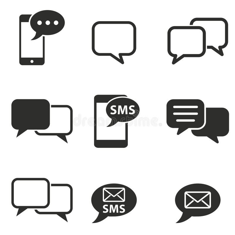 SMS icon set. stock vector. Illustration of mail, sign - 83125855