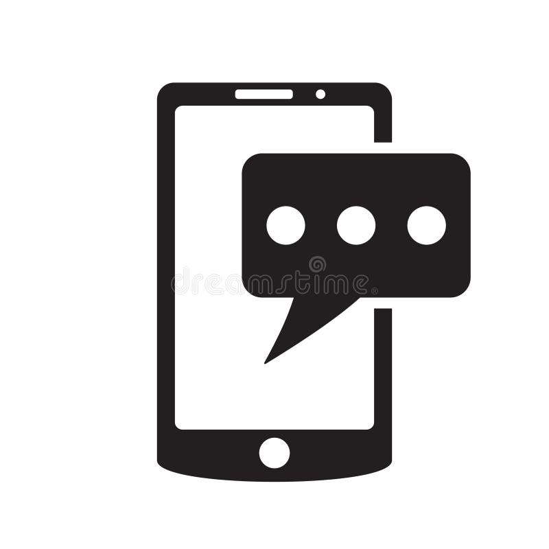 SMS Icon with Smartphone. SMS Icon in Flat Style Isolated on White ...