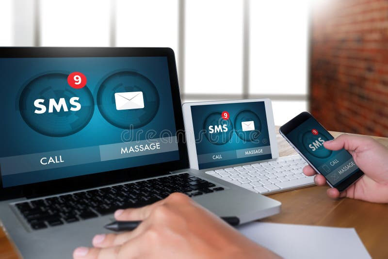 SMS Messaging Communication Notification Alert Reminder Sms Stock Image ...