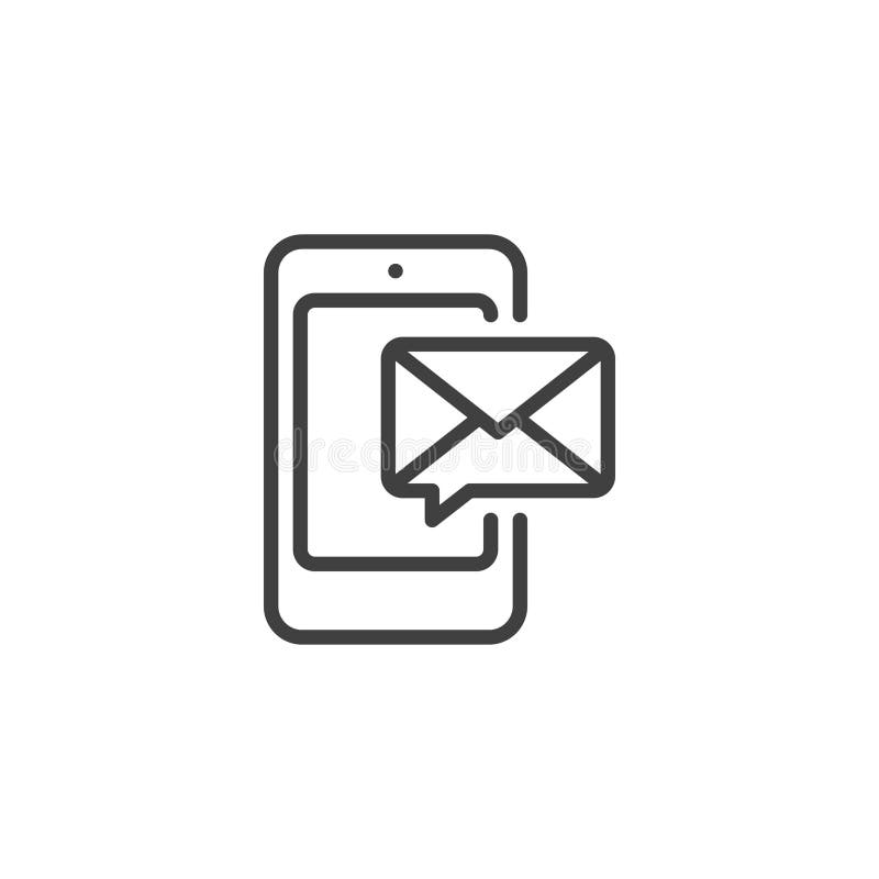 SMS Notification line icon stock illustration. Illustration of phone ...