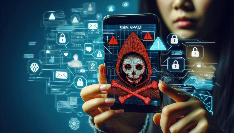 SMS Spam, Fake Text Message Phishing from Scammer Concept Stock Image ...