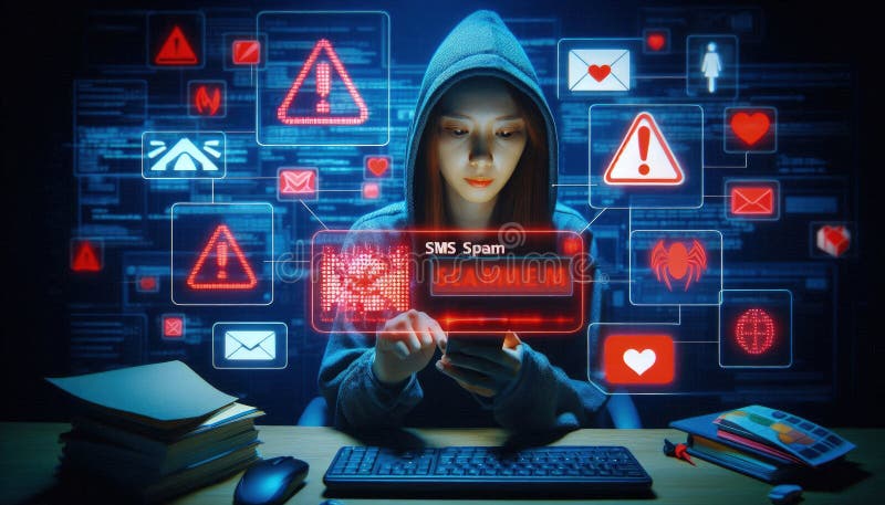 SMS Spam, Fake Text Message Phishing from Scammer Concept Stock Image ...