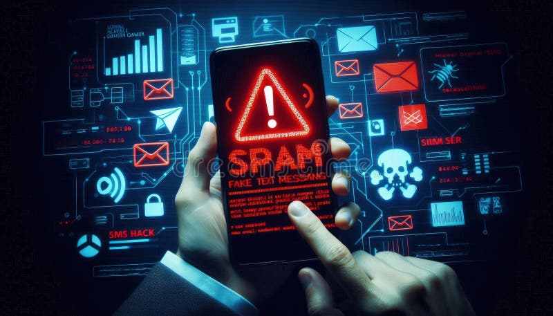 SMS Spam, Fake Text Message Phishing from Scammer Concept Stock ...