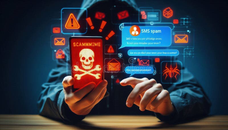 SMS Spam, Fake Text Message Phishing from Scammer Concept Stock Photo ...